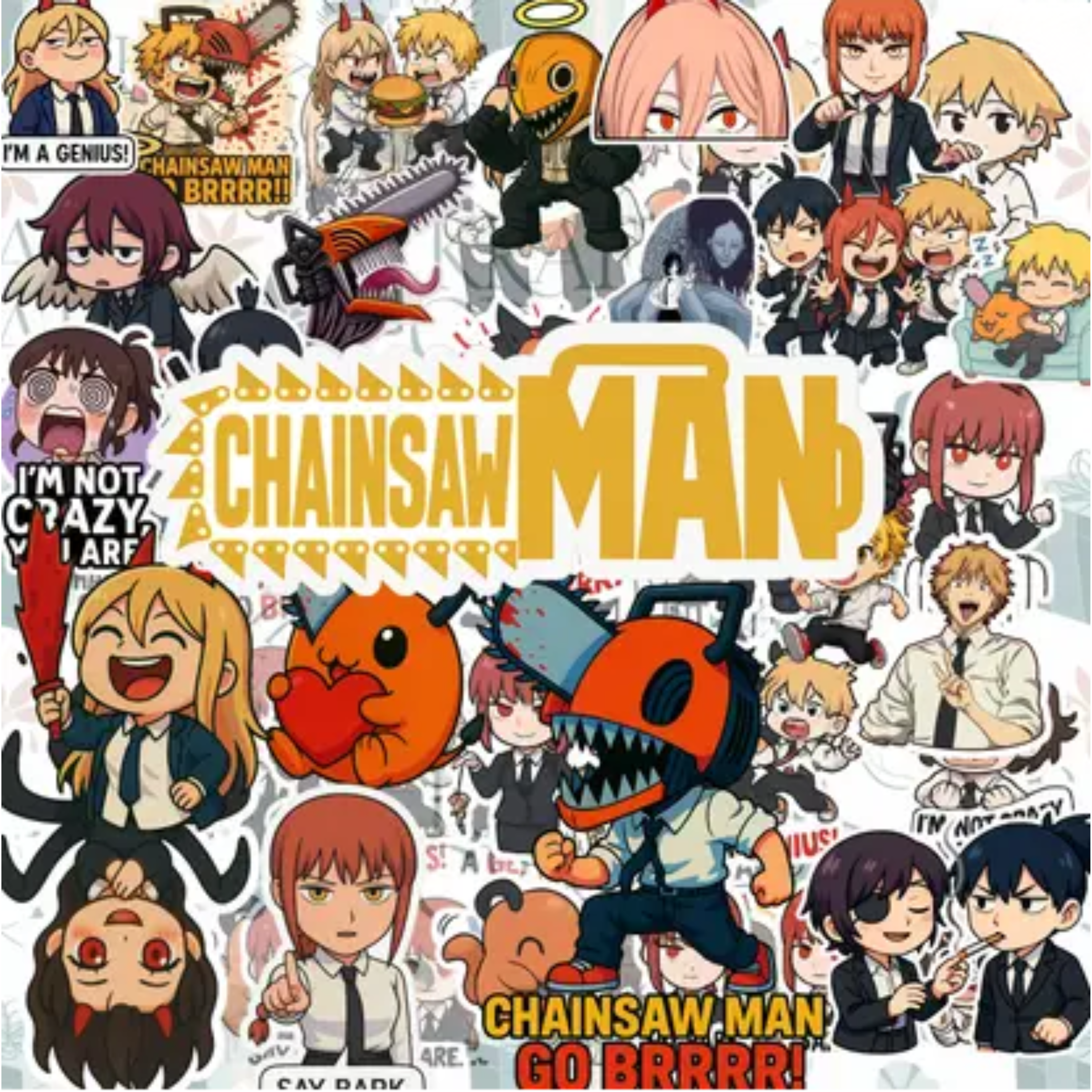Chainsaw Man Anime Stickers- Chibi Style 30-Die-Cut Sticker Pack ...