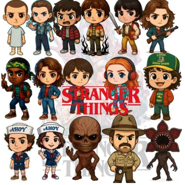 Stranger things Stickers- Chibi Style 30-Die-Cut Sticker Pack – Kraft Crate