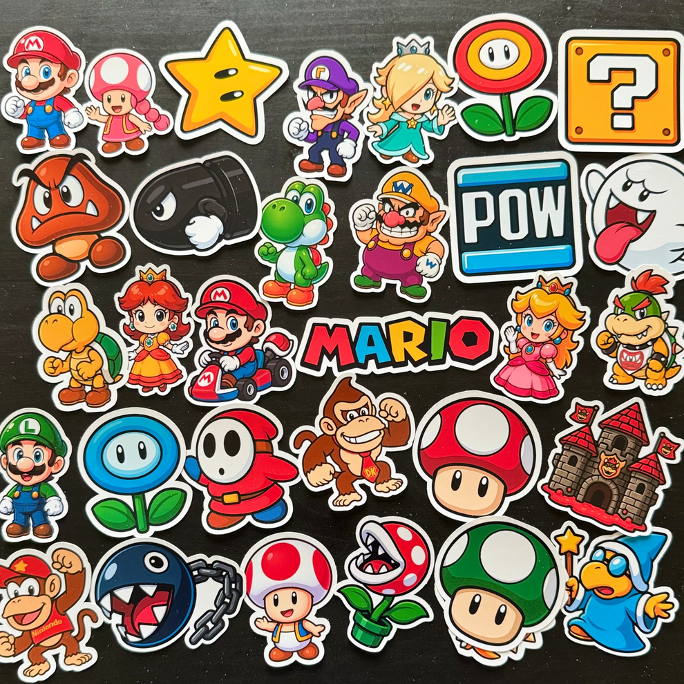 Mario- Chibi Style 30-Die-Cut Sticker Pack – Kraft Crate